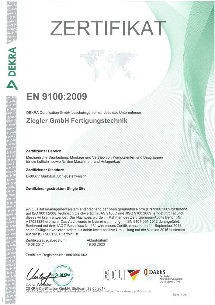 Leistungen und Qualität | ZIEGLER GmbH